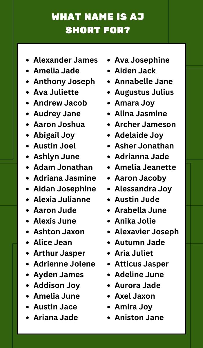 120+ Names that are abbreviated as AJ - Free AI Funny Names Generator