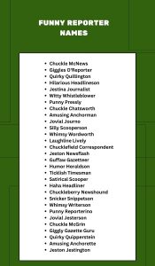 230+ Funny reporter names - Free AI Funny Names Generator
