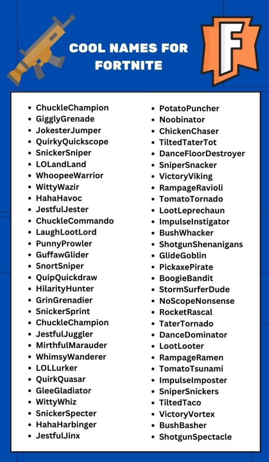 290+ Funny Names for Fortnite - Free AI Funny Names Generator