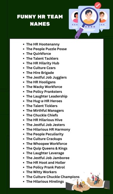 190+ Funny HR team names You Can’t Ignore - Free AI Funny Names Generator